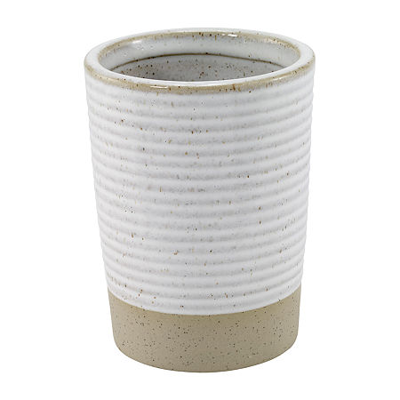 Avanti Drift Lines Textured Ribbed Ceramic Tumbler - Linen