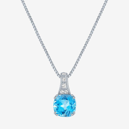 Click here for Gemstone Sterling Silver Cushion Pendant Necklace... prices