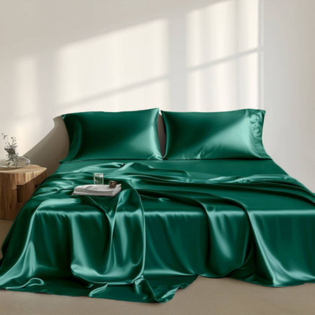 Madison Park Essentials Satin 4-Pc. Sheet Set  Twin - Emerald