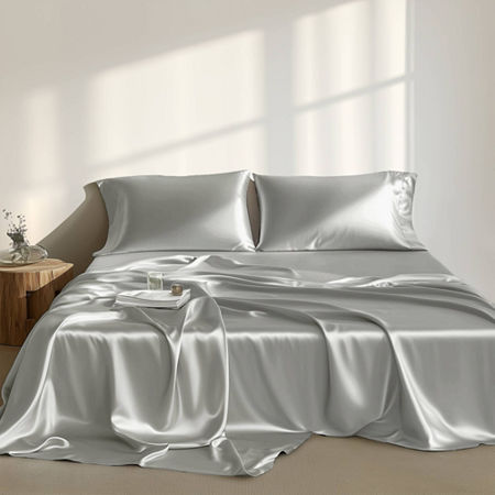Madison Park Essentials Satin 6-Pc. Sheet Set  Full - Light Gray