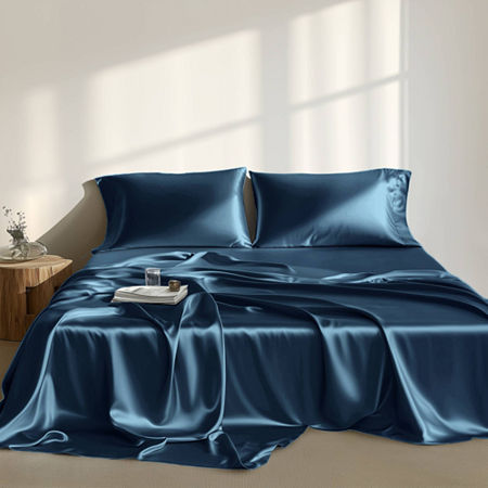 Madison Park Essentials Satin 6-Pc. Sheet Set  Full - Midnight Blue