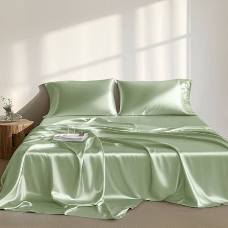 Madison Park Essentials Satin 4-Pc. Sheet Set  Twin - Sage