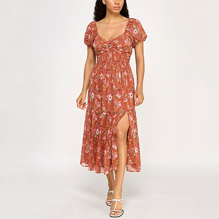 Click here for Trixxi Womens Short Sleeve Floral Midi Juniors Fit... prices