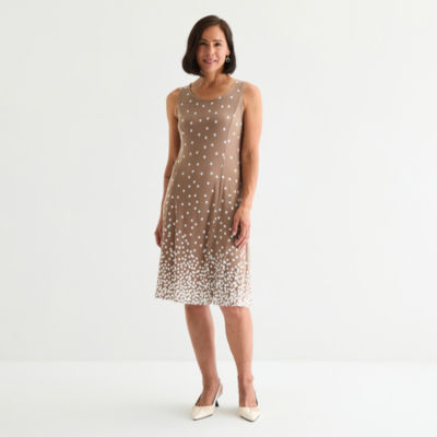 Perceptions Womens Bordered Jacket Dress, Color: Taupe Ivory - JCPenney