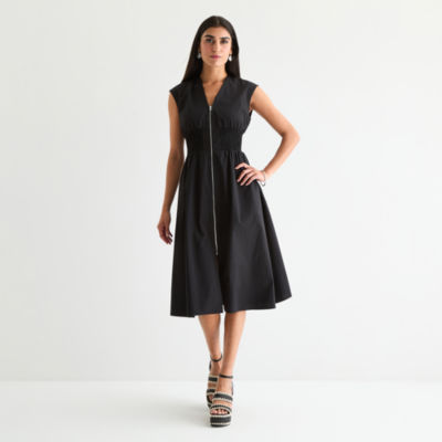 52seven Womens Sleeveless Midi Fit + Flare Dress, Color: Black - JCPenney