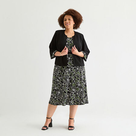 Click here for Studio 1 Womens Floral Midi Jacket Dress Plus  1x... prices