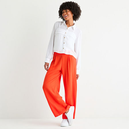 Click here for by&by Womens Wide Leg High Rise Juniors Flat Front... prices