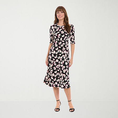 Click here for London Times Womens 3/4 Sleeve Floral Midi Fit + F... prices