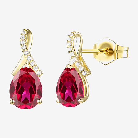 Click here for Womens Lab Created Red Ruby 14K Gold Over Silver P... prices