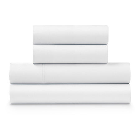 Ella Jayne Percale Cool and Crisp 300 Thread Count 100 Cotton 4-Pc. Sheet Set  Full - White
