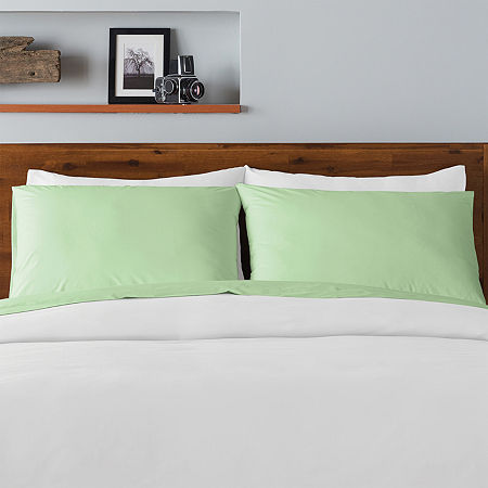 Ella Jayne Percale Cool and Crisp 500 Thread Count 100 Cotton Pillowcase Set  King - Olive