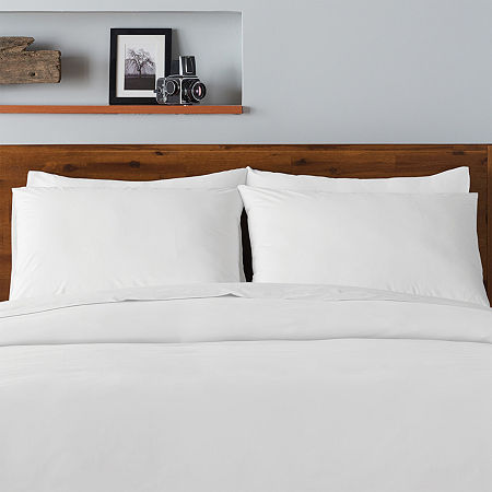 Ella Jayne Percale Cool and Crisp 500 Thread Count 100 Cotton Pillowcase Set  Standard - White