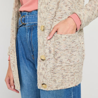 a.n.a Womens Long Sleeve Button Open Front Cardigan - JCPenney