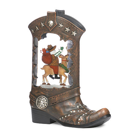 Click here for Roman 10in Lighted Swirl Boot With Santa Christmas... prices