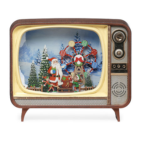 Click here for Roman 6.75in Lighted Swirl With Santa Tv Plays Mus... prices