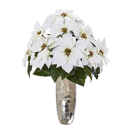Click here for Nearly Natural Poinst Cylinder Vase Artificial Flo... prices