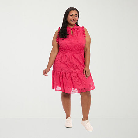 Click here for London Times Womens Sleeveless Plus Fit + Flare Dr... prices