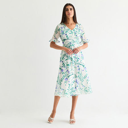 Click here for Perceptions Womens Short Sleeve Floral Midi Fit +... prices