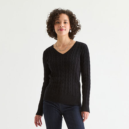 Click here for St. Johns Bay Womens V Neck Long Sleeve Pullover S... prices