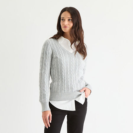 Click here for St. Johns Bay Womens V Neck Long Sleeve Pullover S... prices