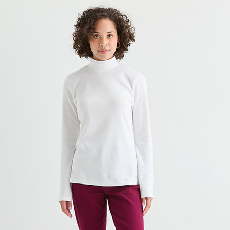 Click here for St. Johns Bay Womens Mock Neck Long Sleeve T-Shirt... prices