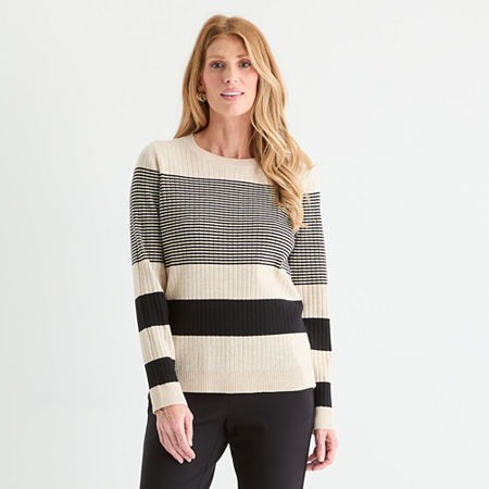 Click here for Liz Claiborne Womens Crew Neck Long Sleeve Striped... prices