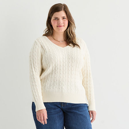 Click here for St. Johns Bay Plus Womens V Neck Long Sleeve Pullo... prices