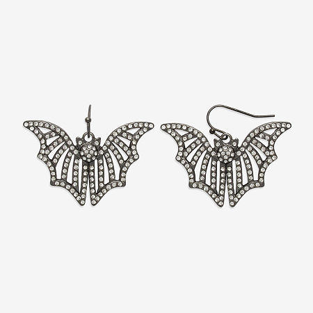 Click here for Bijoux Bar Black Bat Womens Glass Drop Earrings  O... prices
