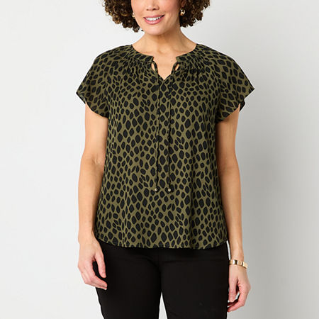 Click here for Liz Claiborne Womens Split Tie Neck Short Sleeve B... prices