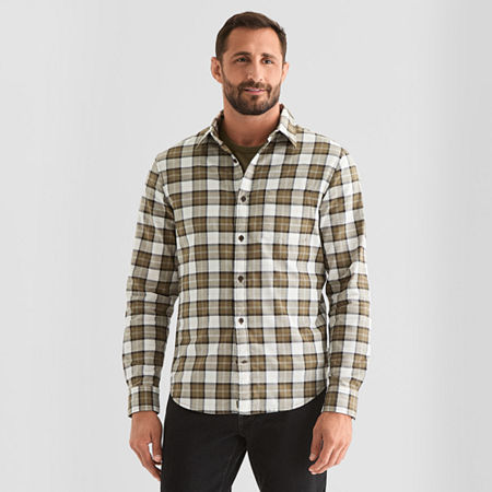Click here for mutual weave Mens Long Sleeve Plaid Poplin Button-... prices