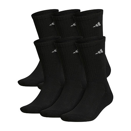 adidas Mens Cushioned Athletic 6-Pack Crew Socks - Black