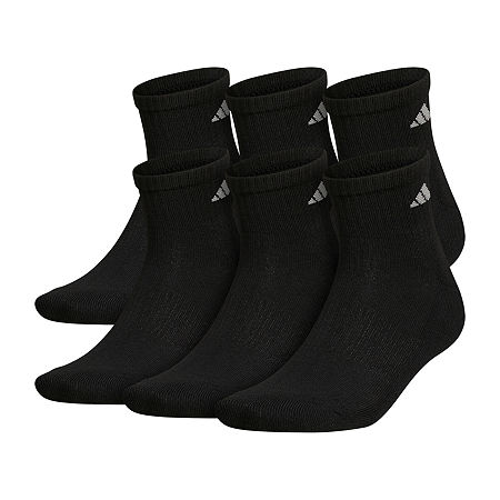 adidas Mens Athletic 6-Pk. Cushioned Quarter Socks - Black
