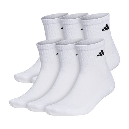 adidas Mens Athletic 6-Pk. Cushioned Quarter Socks - White