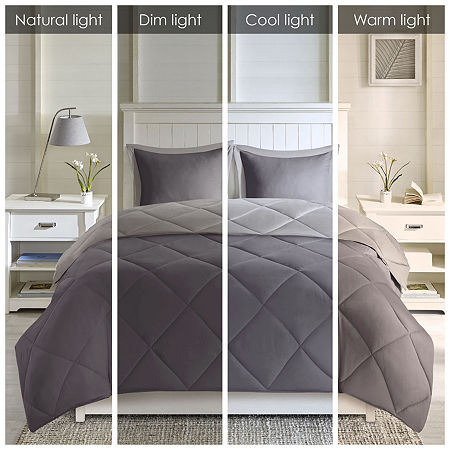 Madison Park Essentials Larkspur Reversible 2-Pc. Comforter Set  Twin/Twin Xl - Charcoal/Grey