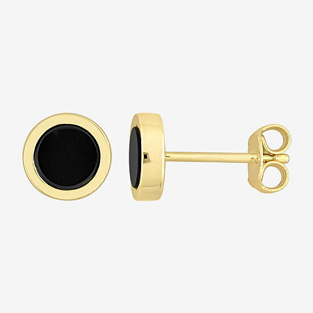 Click here for Genuine Black Onyx 18K Gold Over Silver 7.3mm Stud... prices