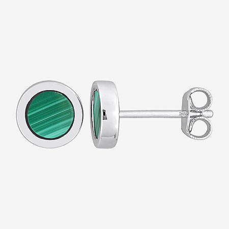 Click here for Genuine Green Malachite Sterling Silver 7.3mm Stud... prices