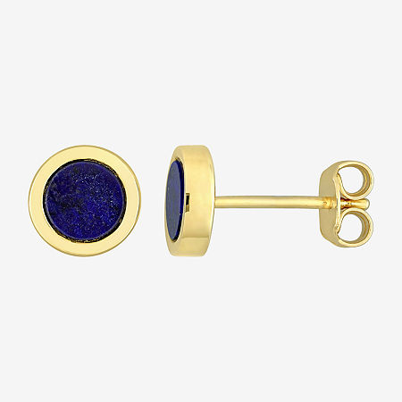 Click here for Genuine Blue Lapis 18K Gold Over Silver 7.4mm Stud... prices