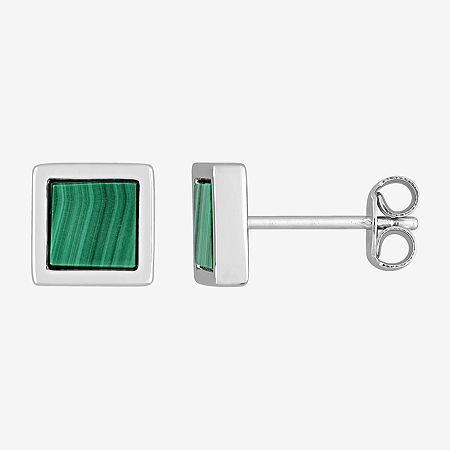 Click here for Genuine Green Malachite Sterling Silver 7.5mm Stud... prices