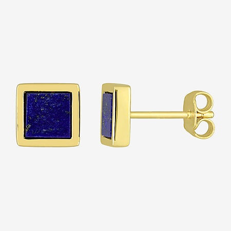 Click here for Genuine Blue Lapis 18K Gold Over Silver 7.5mm Stud... prices