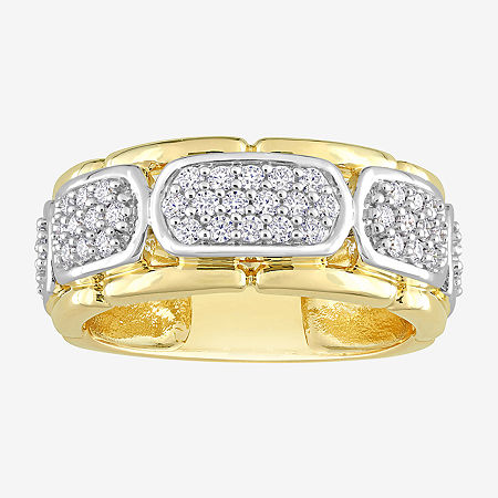 Click here for Mens White Moissanite 18K Two Tone Gold Over Silve... prices