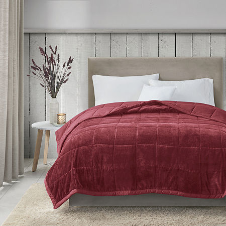 Madison Park Coleman Plush Reversible HeiQ Smart Temperature Down Alternative Blanket  Twin/Twin Xl - Burgundy