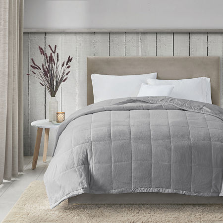 Madison Park Coleman Plush Reversible HeiQ Smart Temperature Down Alternative Blanket  Twin/Twin Xl - Gray