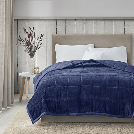 Madison Park Campbell Reversible HeiQ Smart Temperature Down Alternative Blanket  One Size  Blue
