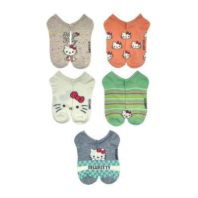 Womens Multi-Pack 5 Pair Hello Kitty Low Cut Socks, Color: Hello Kitty ...