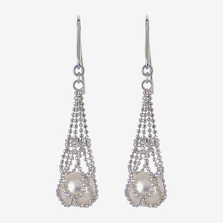 Click here for Cultured Freshwater Pearl Chain Drop Earrings  One... prices