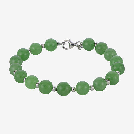 Click here for Sterling Silver Jade Bead Bracelet  One Size prices