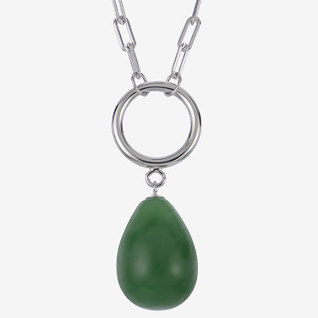 Click here for Womens Genuine Green Jade Sterling Silver 18 Inch... prices