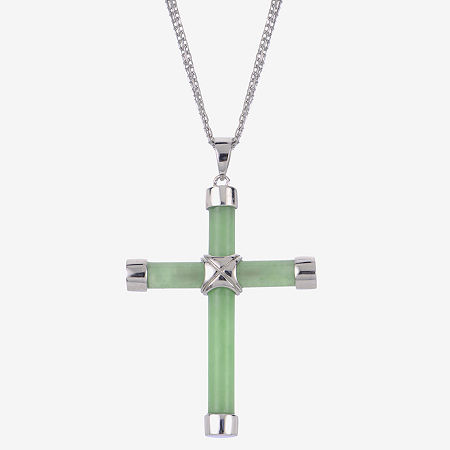 Click here for Womens Genuine Green Jade Sterling Silver Cross 18... prices