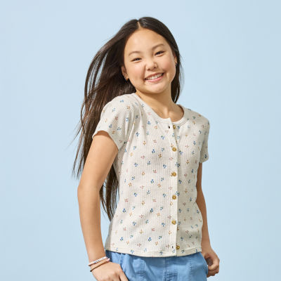 Thereabouts Little & Big Girls Rib Scoop Neck Short Sleeve T-Shirt ...