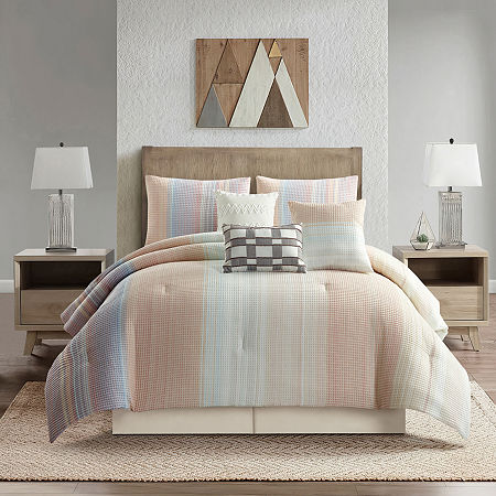 Stratford Park Cosette Stripe 7-Pc. Comforter Set  King - Pink